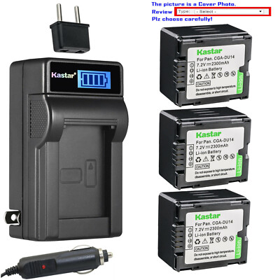Kastar Battery LCD AC Charger for Panasonic CGR-DU14 CGA-DU14 VDR-D100 ...