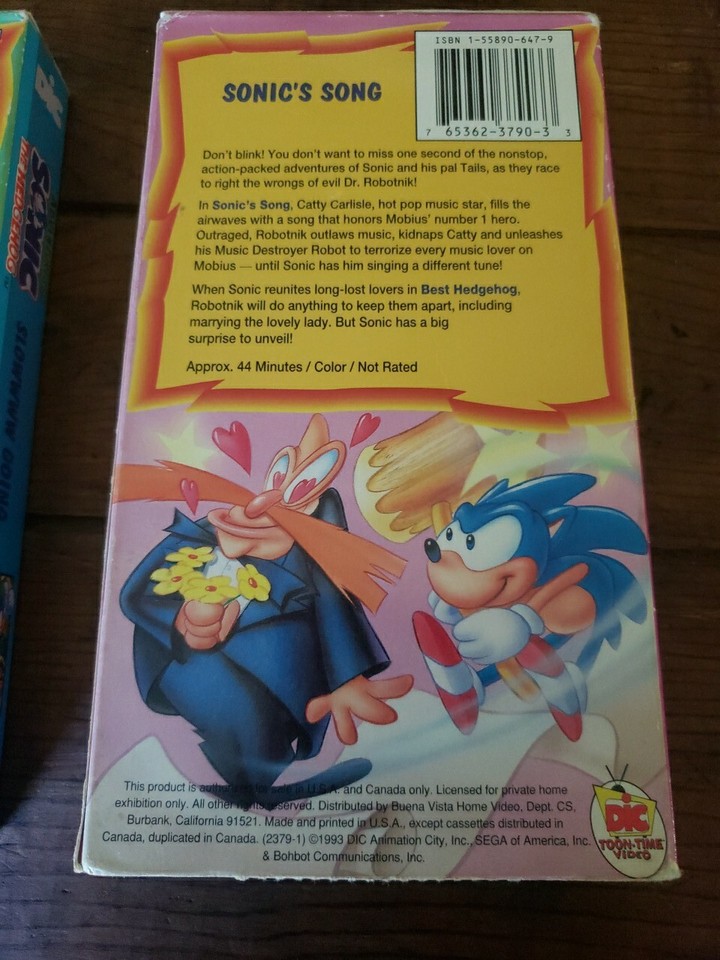 Sonic the Hedgehog VHS Slowwww Going And Sonic's Song 2 Tape Lot DIC ...