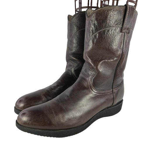 JUSTIN Boot Womens Western Brown Leather Vibram Wedge US 11 B Roper ...