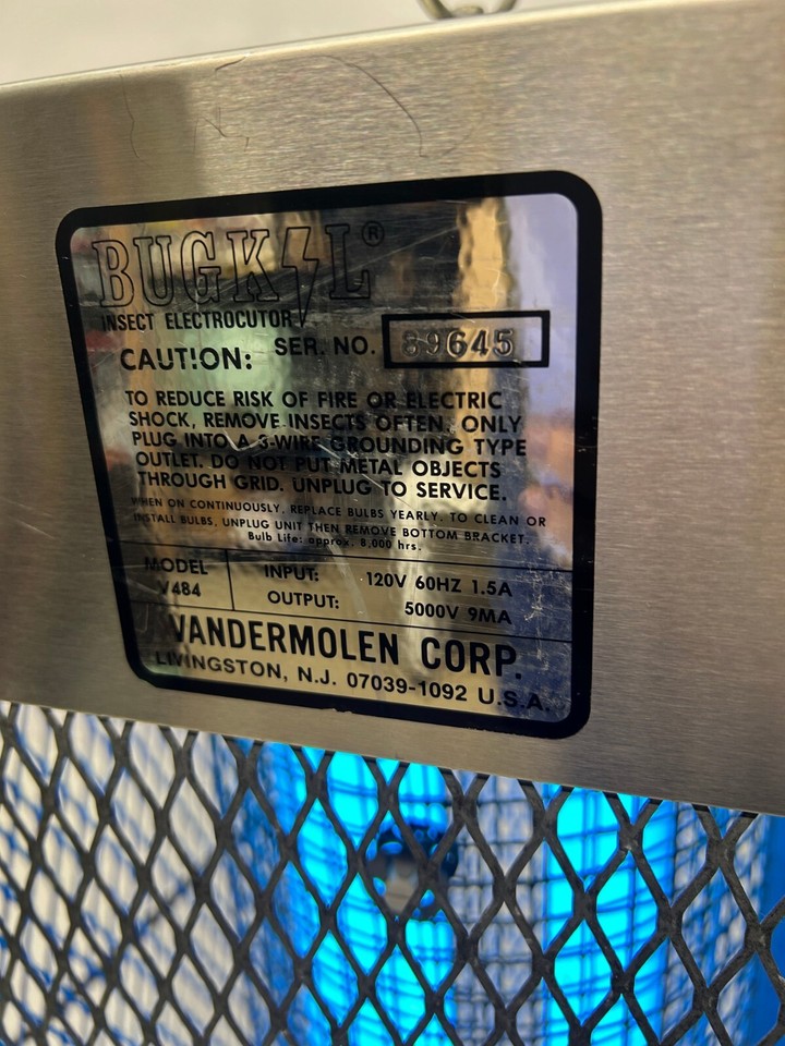 Vandermolen Bugkil Model V484 Insect Electrocutor Bug Zapper Stainless ...
