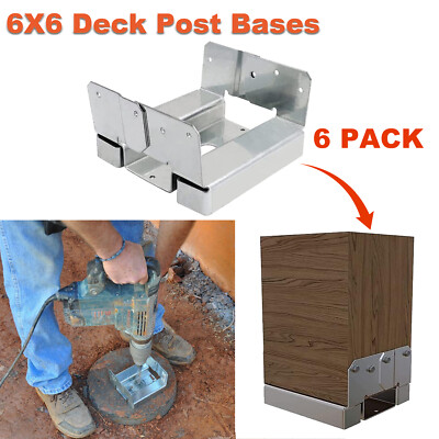 6 packs Adjustable Post Base ABA66Z ZMAX kit for Porch Railings ...