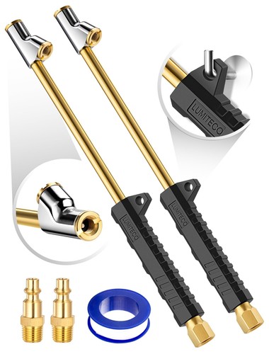 2 Pack 12" Extended Reach Dual Head Air Chuck, 2-Way Connection 1/4 ...