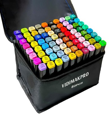 Alcohol Markers 80 Colors with Base Dual Tip Art Drawing Markers for ...