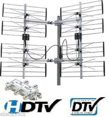 8 BAY MULTI-DIRECTIONAL VHF UHF OUTDOOR HD TV ANTENNA OVER THE AIR OTA ...