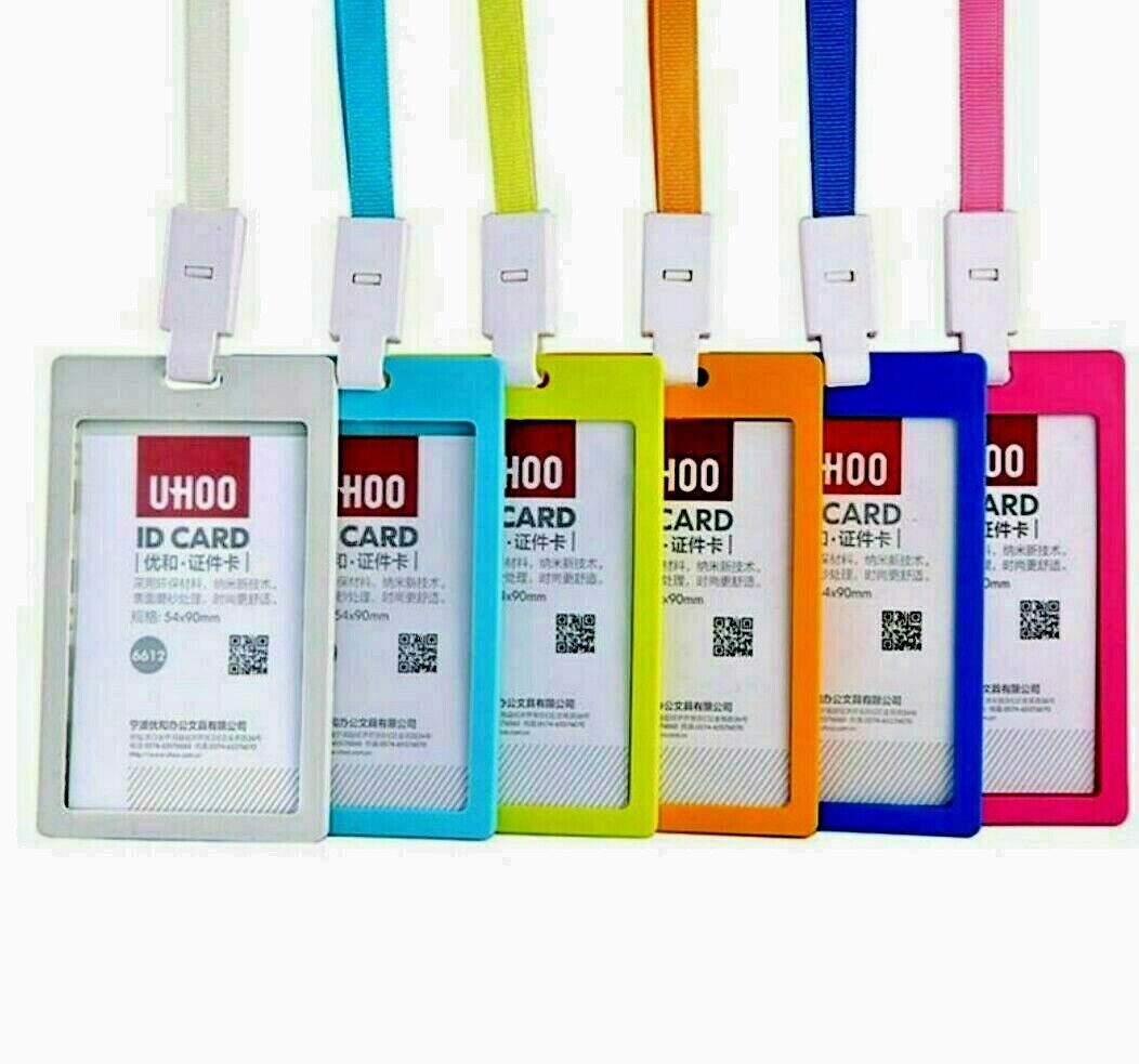 Hard Plastic Pocket ID Card Credit Badge Name Tag Holder Neck Strap ...