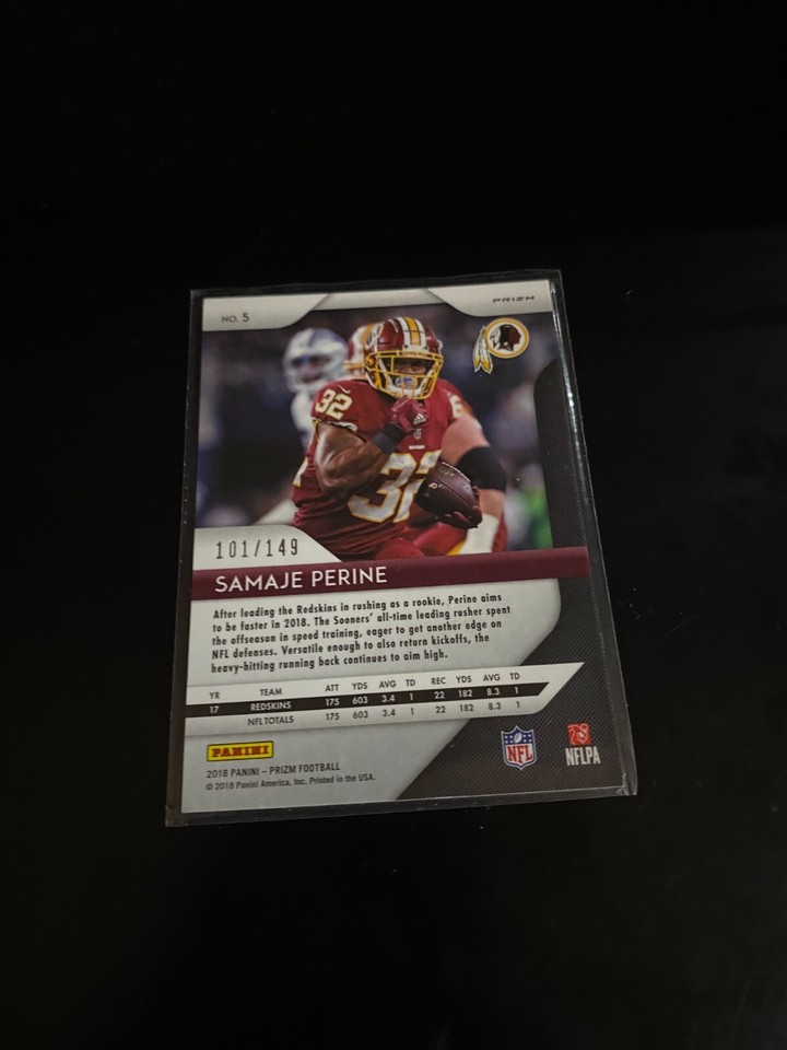 Samaje Perine 2018 Panini Prizm Red Wave Prizm /149 Redskins 5 PWE | eBay