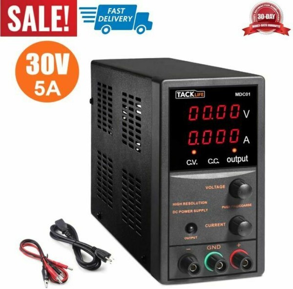 Tacklife MDC01 DC Adjustable 30V 5A Switching Variable Digital Power ...