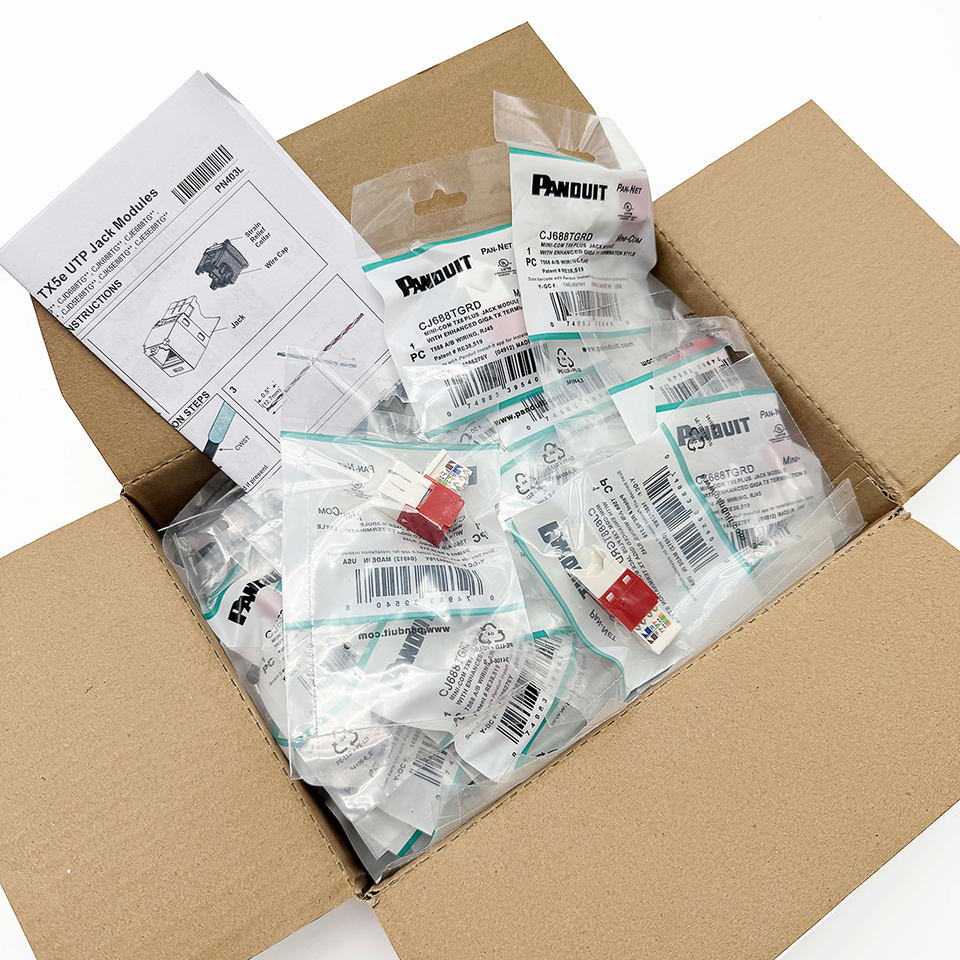 Panduit Category Cat6 Jacks RJ45 CJ688TGRD Box of 50 Color Red Cat6 ...