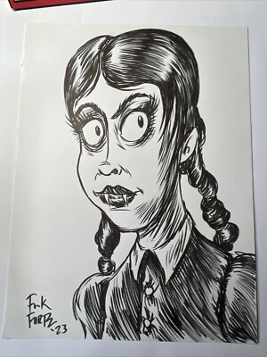 Sexy Wednesday Addams Addams Family Horror Original Art Drawing By ...