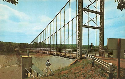 Postcard Swinging Bridge Warsaw Missouri NH1 | eBay