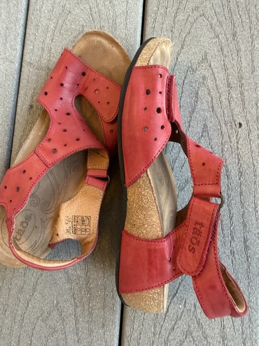 Red Taos Leather Rita Adjustable Sandal Sz 7-7.5 EU 38 arch support ...