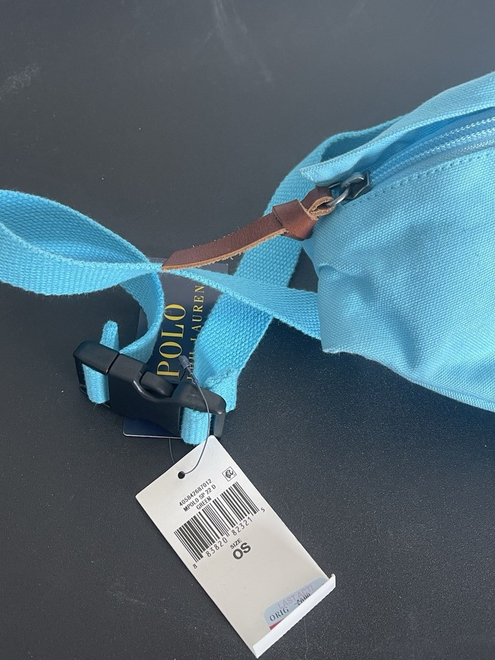 NEW! POLO RALPH LAUREN Blue Summer FANNY PACK BAG CANVAS PONY BELT | eBay