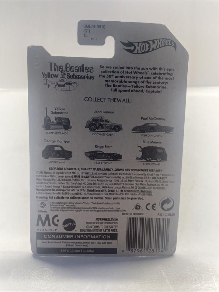 The Beatles Yellow Submarine Hot Wheels Ringo Starr Fast Felion 50th ...