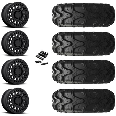 14" Black Rhino Parker Black Wheels & 27" EFX MotoMax Tires 6 Ply ...