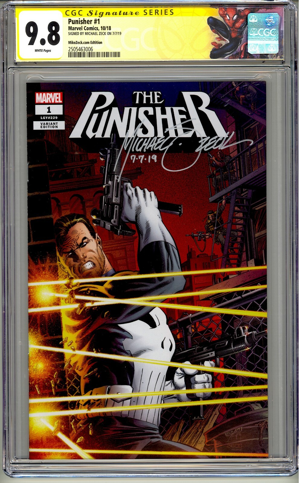 THE PUNISHER #1 MICHAEL ZECK 2018 MIKEZECK.COM EDITION SIGNED DATE HIGH ...