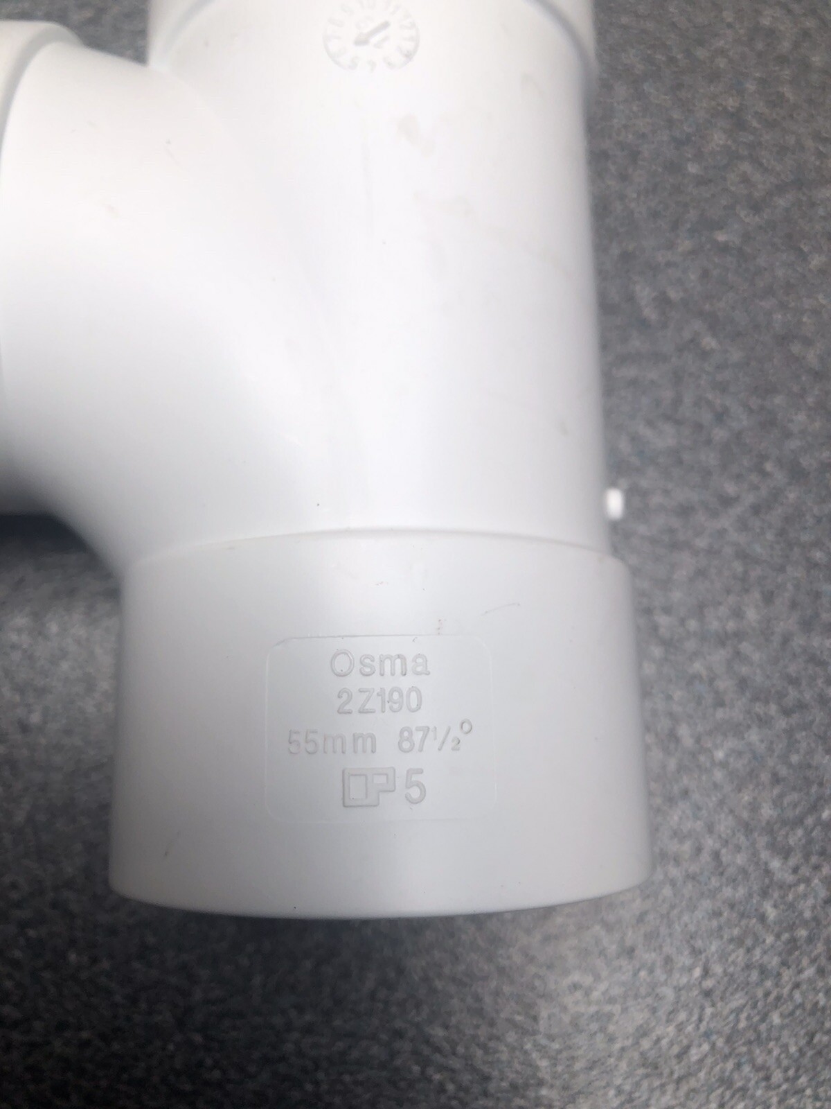 1x Osma 87-1/2 DEGREE Weld Waste Tee White 2Z190 55mm Waste pipe for ...