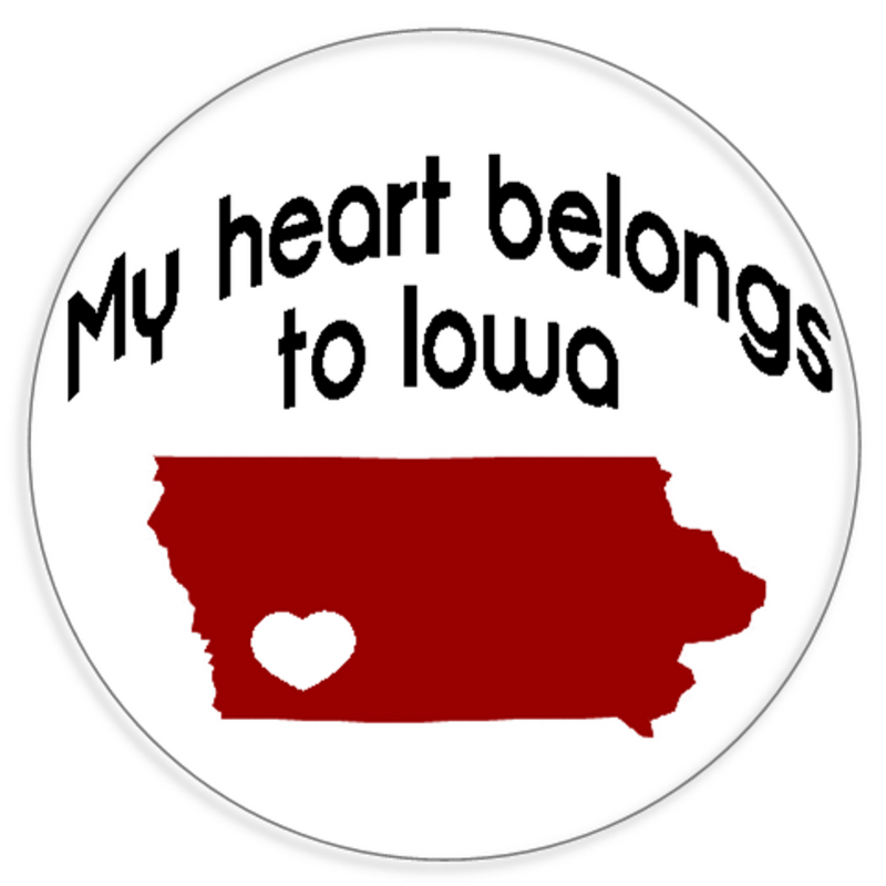 My Heart Belongs To Iowa - 100 Pack Circle Stickers 3 Inch - State ...
