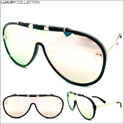 Classy Elegant Modern Retro Style SUN GLASSES Large Gold Frame Pink ...
