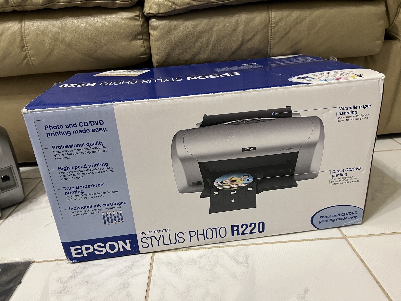 Epson Stylus R220 Digital Photo Inkjet CD DVD Printer with Cables ...