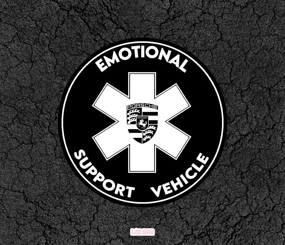 Porsche Emotional Support Vehicle - Car Sticker For Window, Bumper or ...