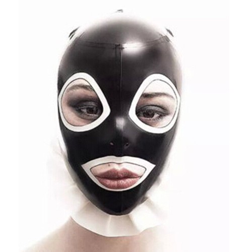 Latex Spliced Side Frilly Hood Handmade Rubber Mask for Maid Cosplay ...