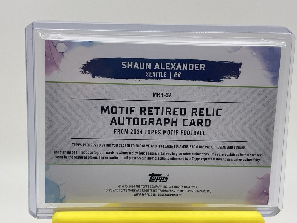 2023 Topps Motif Retired Relic On Card Auto Shaun Alexander Seahawks ...