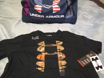 BRAND NEW Boys UNDER ARMOUR Blk w/ Camo Dripping UA Logo YXL 18-20 FREE ...