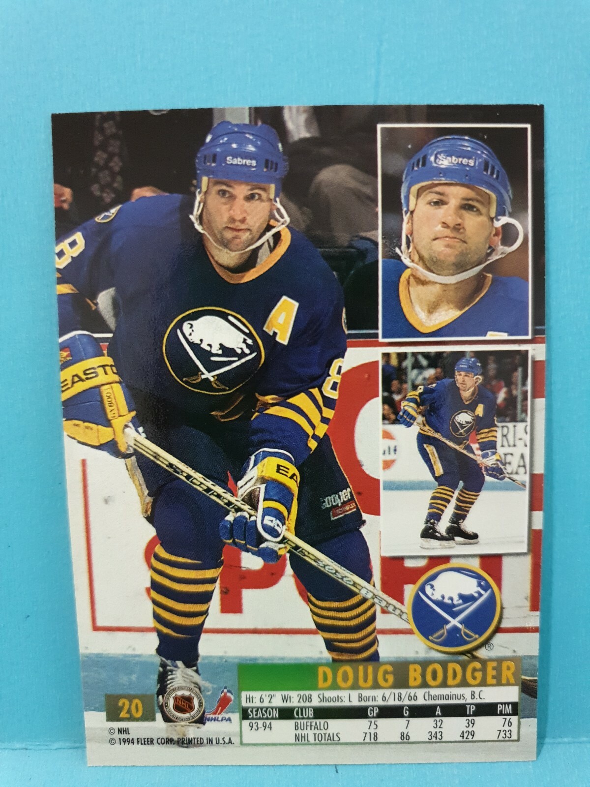 Doug Bodger🏆1994-5 Fleer Ultra #20 SABRES NHL Ice Hockey Card🏆FREE POST ...