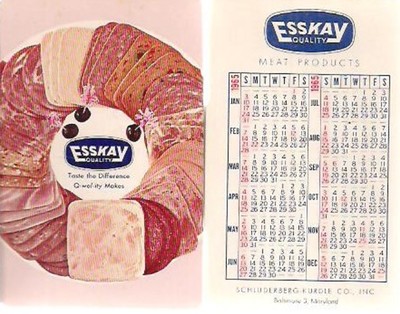 ESSKAY MEATS Baltimore MD vintage 1965 glossy pocket calendar | eBay