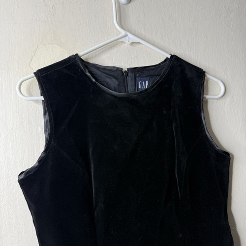 Vintage Black Gap Velvet Goth Grunge Sleeveless Tank Mini Dress Size 4 ...