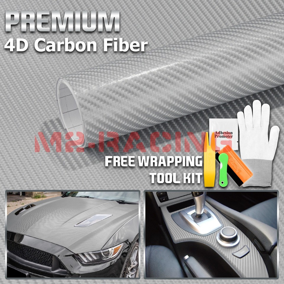 *Premium 4D Gloss Carbon Fiber Vinyl Sticker Wrap Decal Sheet Bubble ...