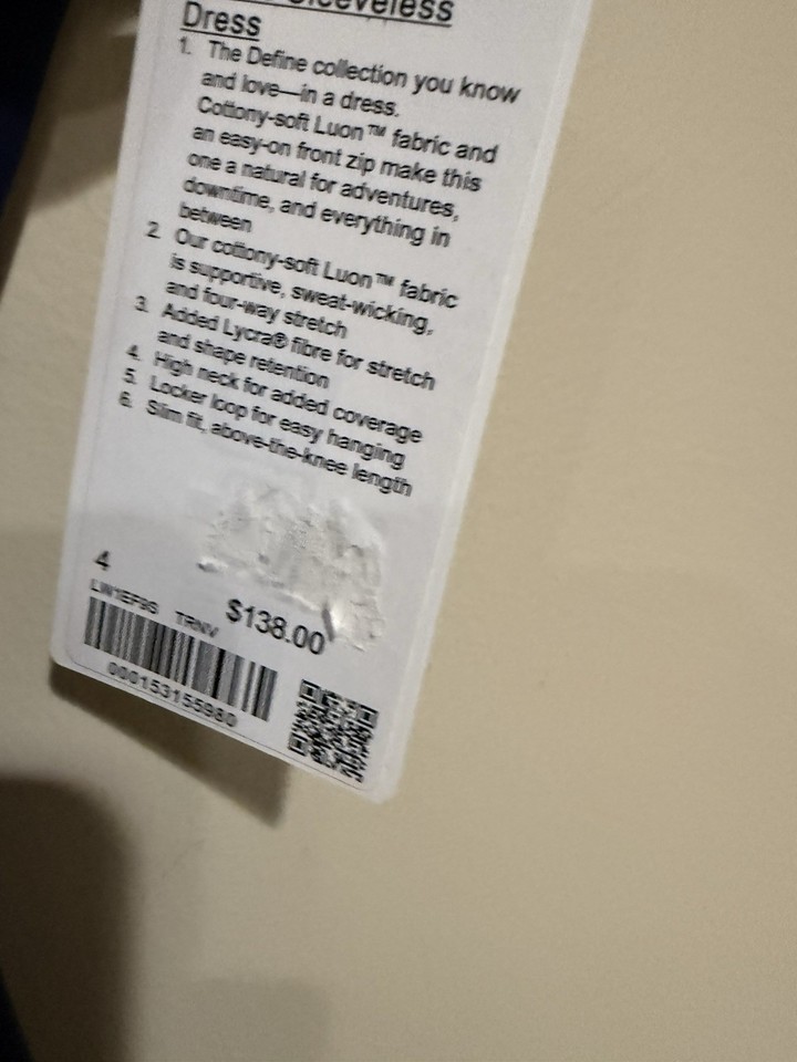 NWT Lululemon Size 4 Define Sleeveless Dress TRNV True Navy Blue $138 ...