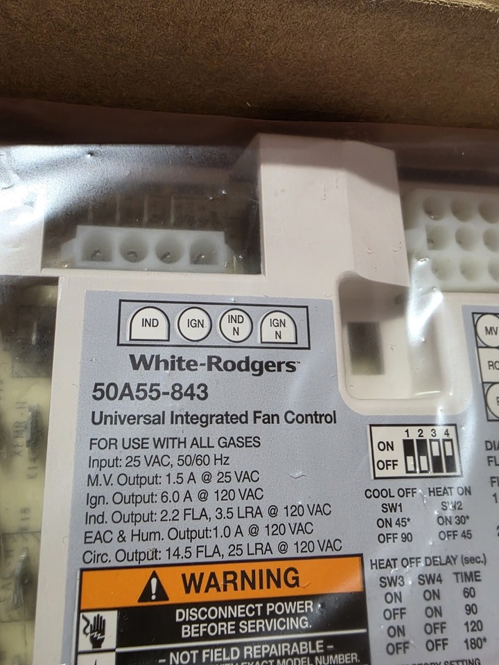 White Rodgers Integrated Furnace Control 50A55-843 100249777 L39-566 ...