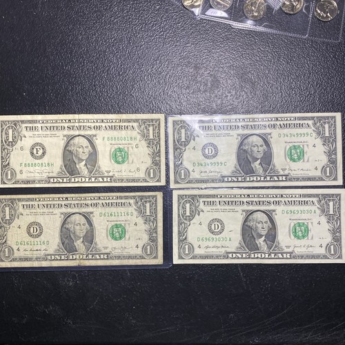 Us Currency Lot Of 4- 6 Of A Kind, Binary , Repeater , Flipper 1988 ...