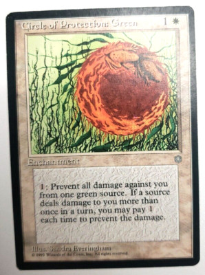 Circle of Protection Green MTG Vintage 1995 White Magic the Gathering ...