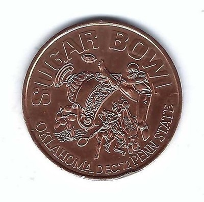 1972 PENN STATE OKLAHOMA SOONERS SUGAR BOWL FOOTBALL PROGRAM MEDAL COIN ...