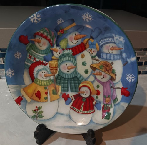 Vintage Studio 33 Christmas Winter Snowman Family 8” Plate | eBay