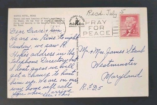 Mapes Hotel Reno NV Casino Sky Room Restaurant Vtg Nevada Postcard 1957 ...