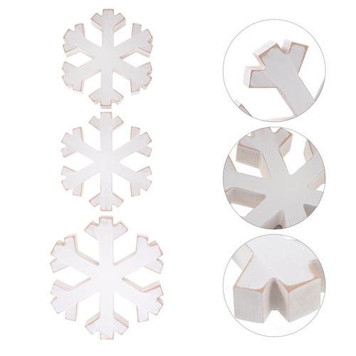 3 Pcs Hanging Snowflake Decorations Wood Festival Snowflakes Crafts ...