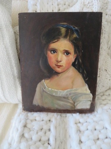 Vintage PORTRAIT OIL PAINTING GORGEOUS Young Woman Girl Double Sided 2 ...