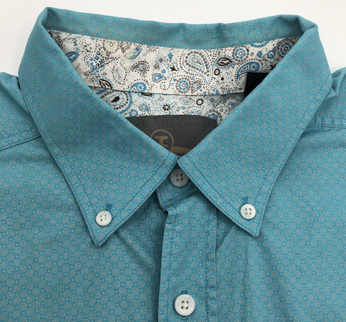 Panhandle Slim Western Shirt Mens LARGE Blue Geometric Tuf Cooper ...