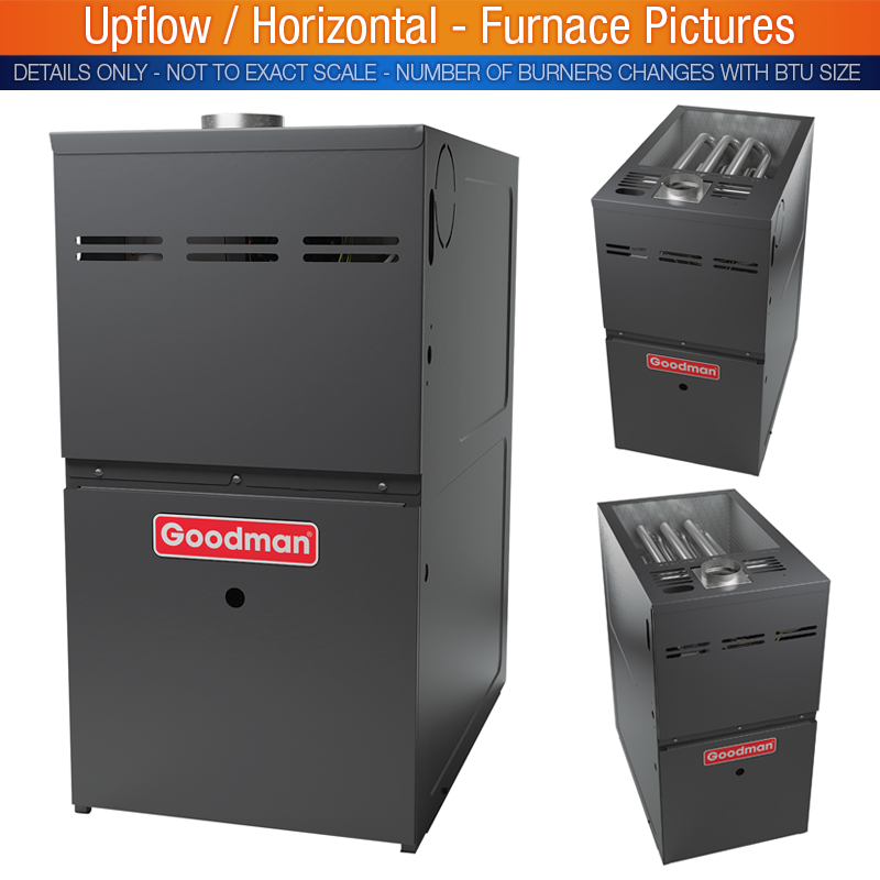 80K BTU 80% Natural NG or Propane LP Goodman Gas Furnace 1 Stage, Multi ...