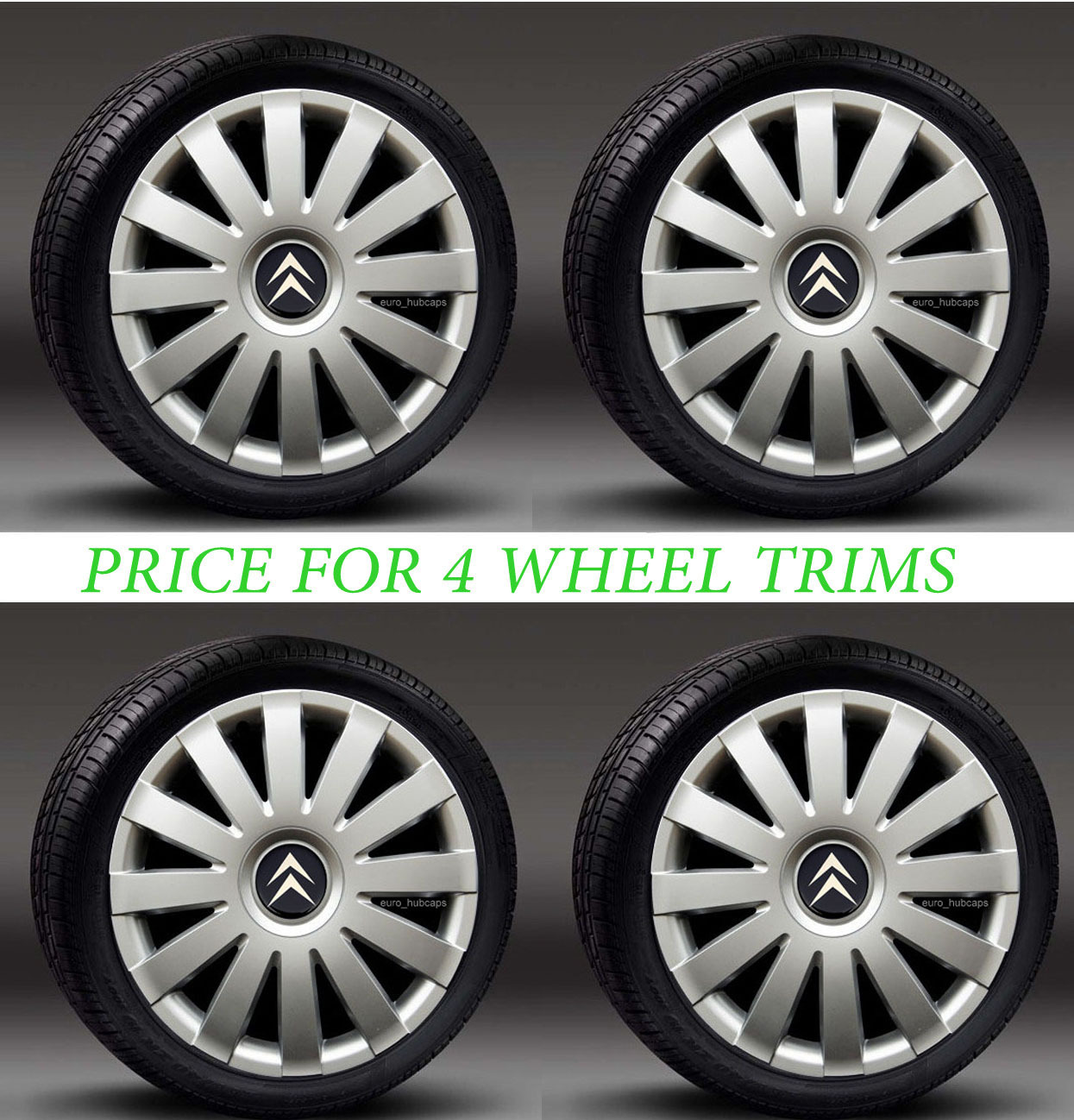 Full set of 4 wheel trims 14" , Hub Caps, Covers to fit Citroen C2,C3 ...