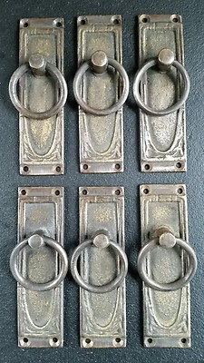 6 Vntage Antique Style Ring Pull Handles Vertical 3-3/8"tall x 1"wide # ...