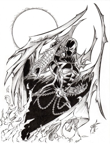 Spawn. Original, B/W, comic art, illustration, drawing by Calvin Henio ...