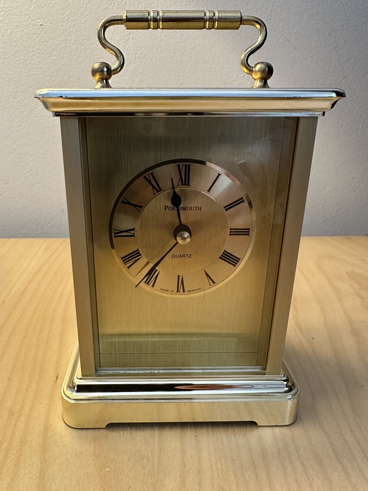 Vintage Portsmouth Quartz Gold Mantle Clock Made In Germany With ...