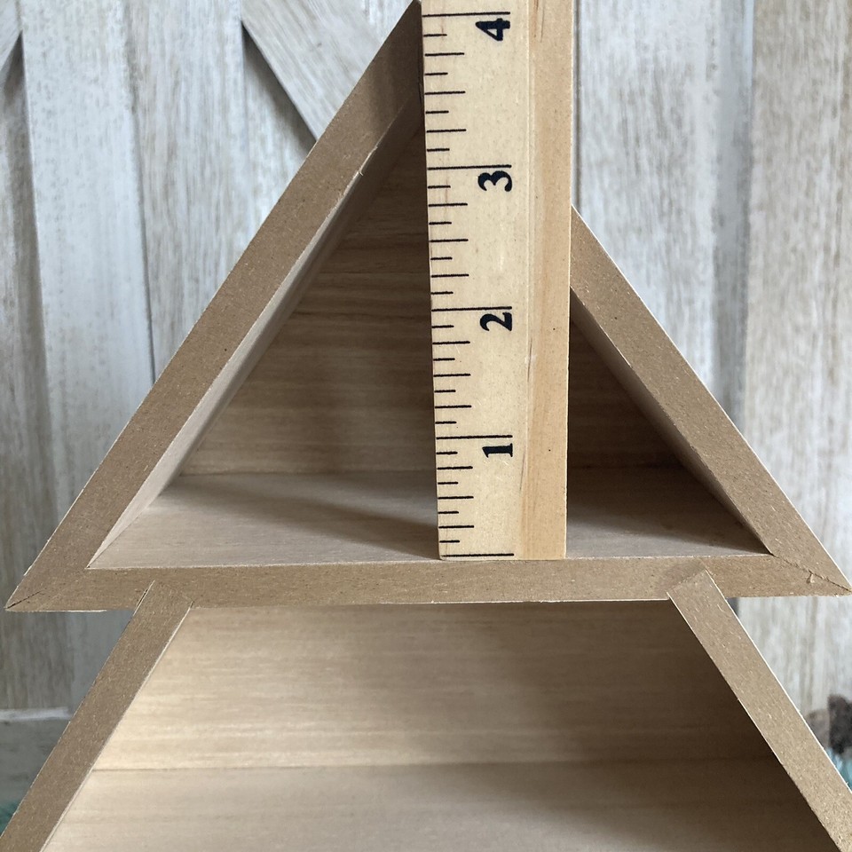 Wood Christmas Tree Shape Shelf Hanging Wall Shelf Display 3 Shelf ...