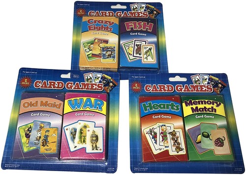Six Card Games for Kids. Crazy Eights, Fish, Old Maid, War, Hearts ...