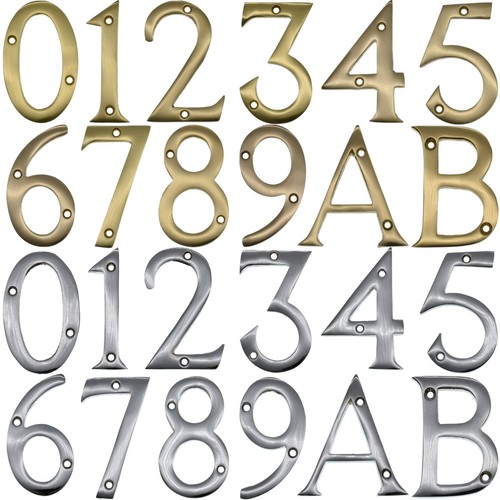 BRASS CHROME DOOR NUMBERS 3" / 75mm Polished Solid House Flat Apartment ...