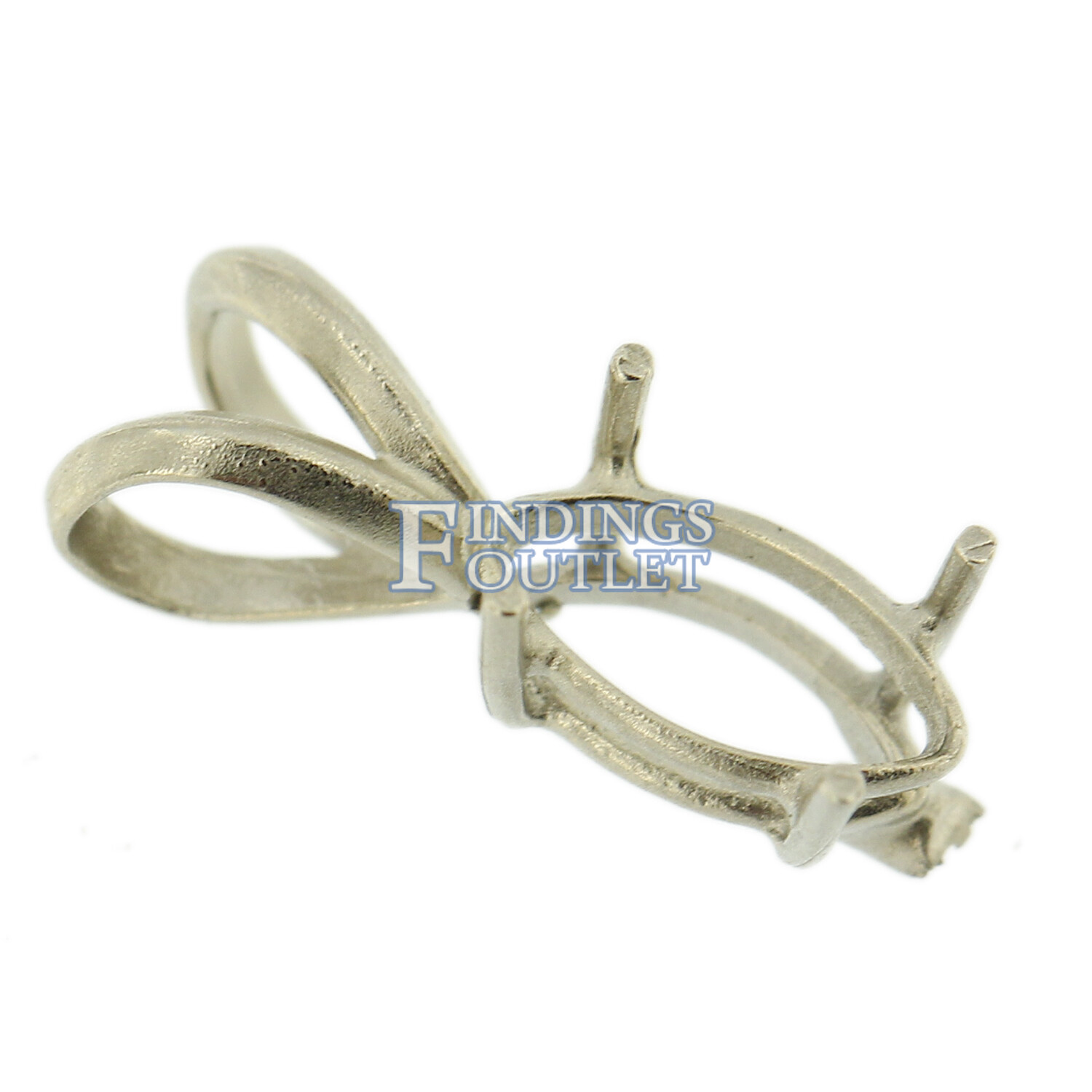 14K White Gold Marquise Pendant Setting Rabbit Ear Bail Mounting 0.10ct ...